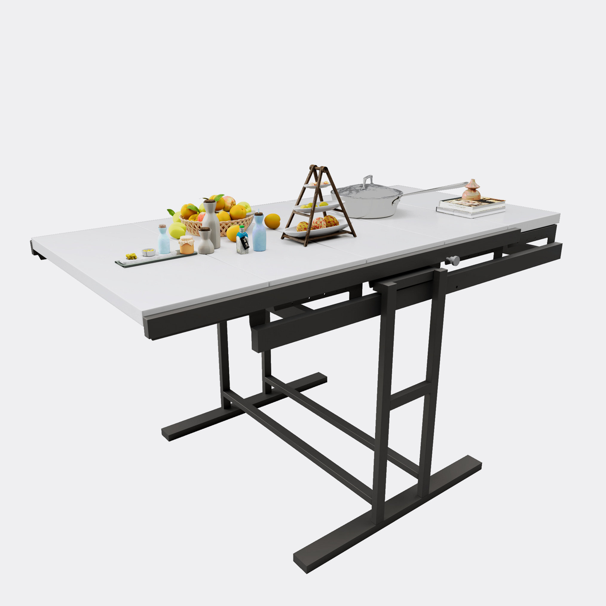 Latitude Run® Solid Wood Multifunction Convertible Dining Table for ...