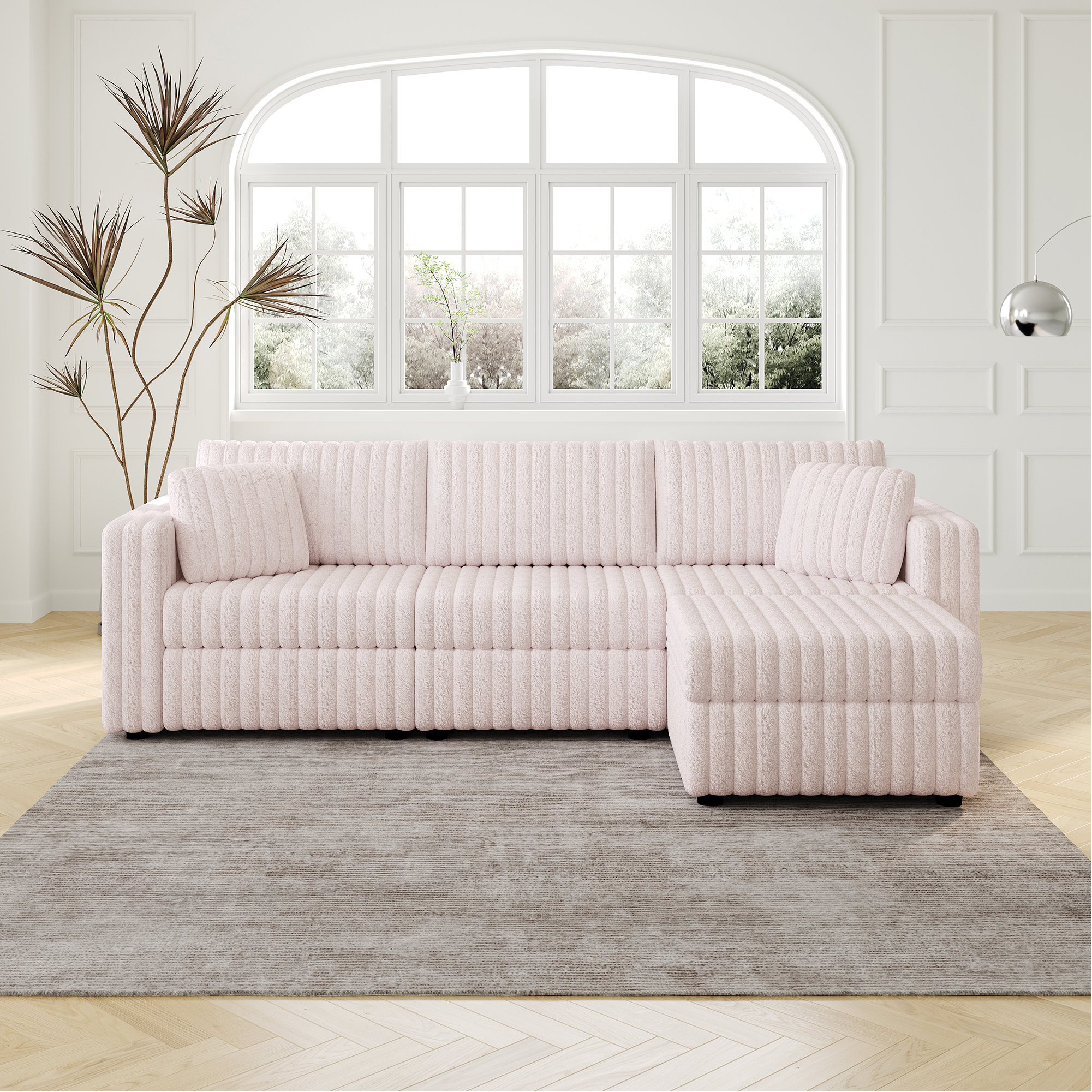 Everly Quinn Soft, Upholstered Couch With 1 Ottoman, Contemporary Style ...
