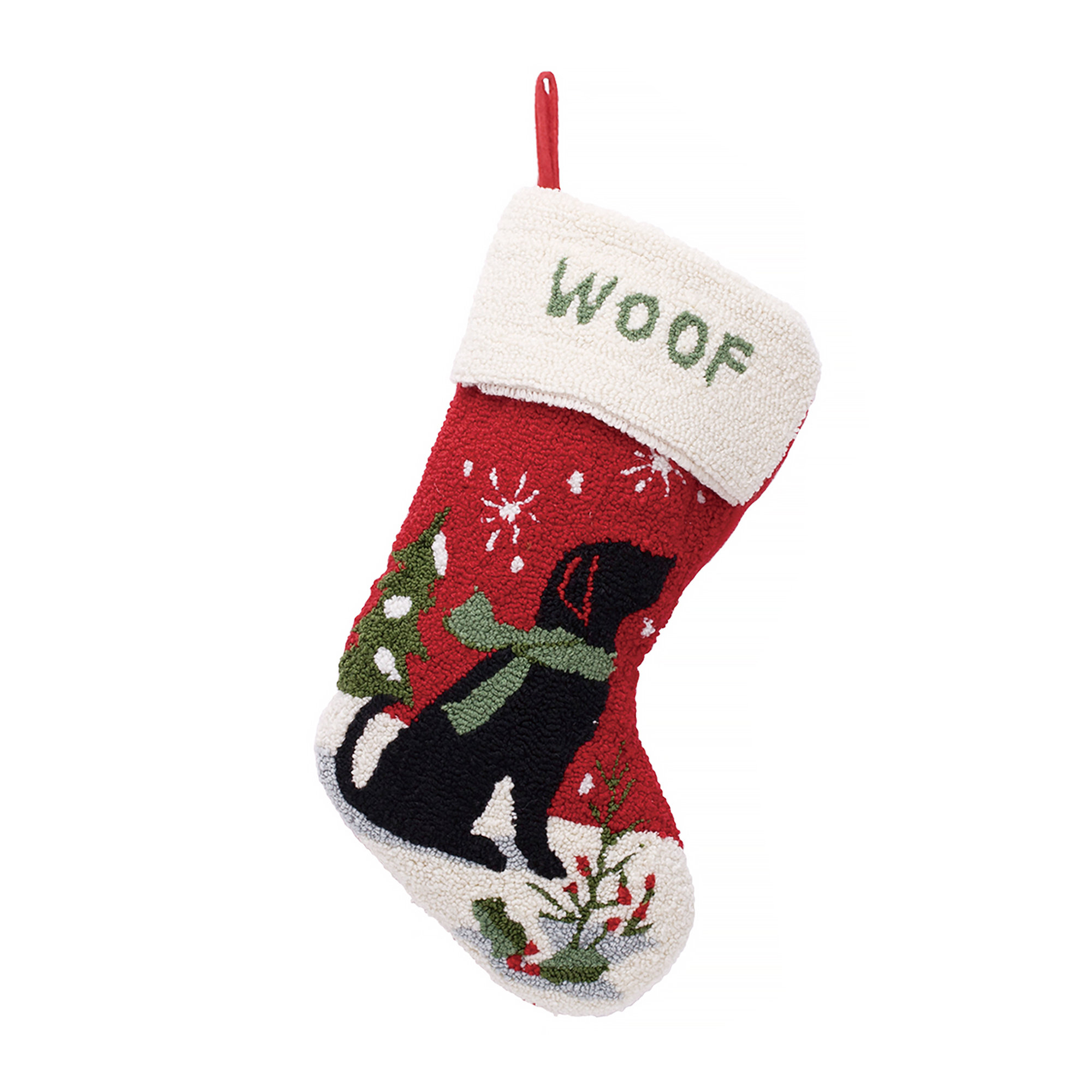Three Posts™ Handmade Hooked Dog Christmas Stocking & Reviews | Wayfair