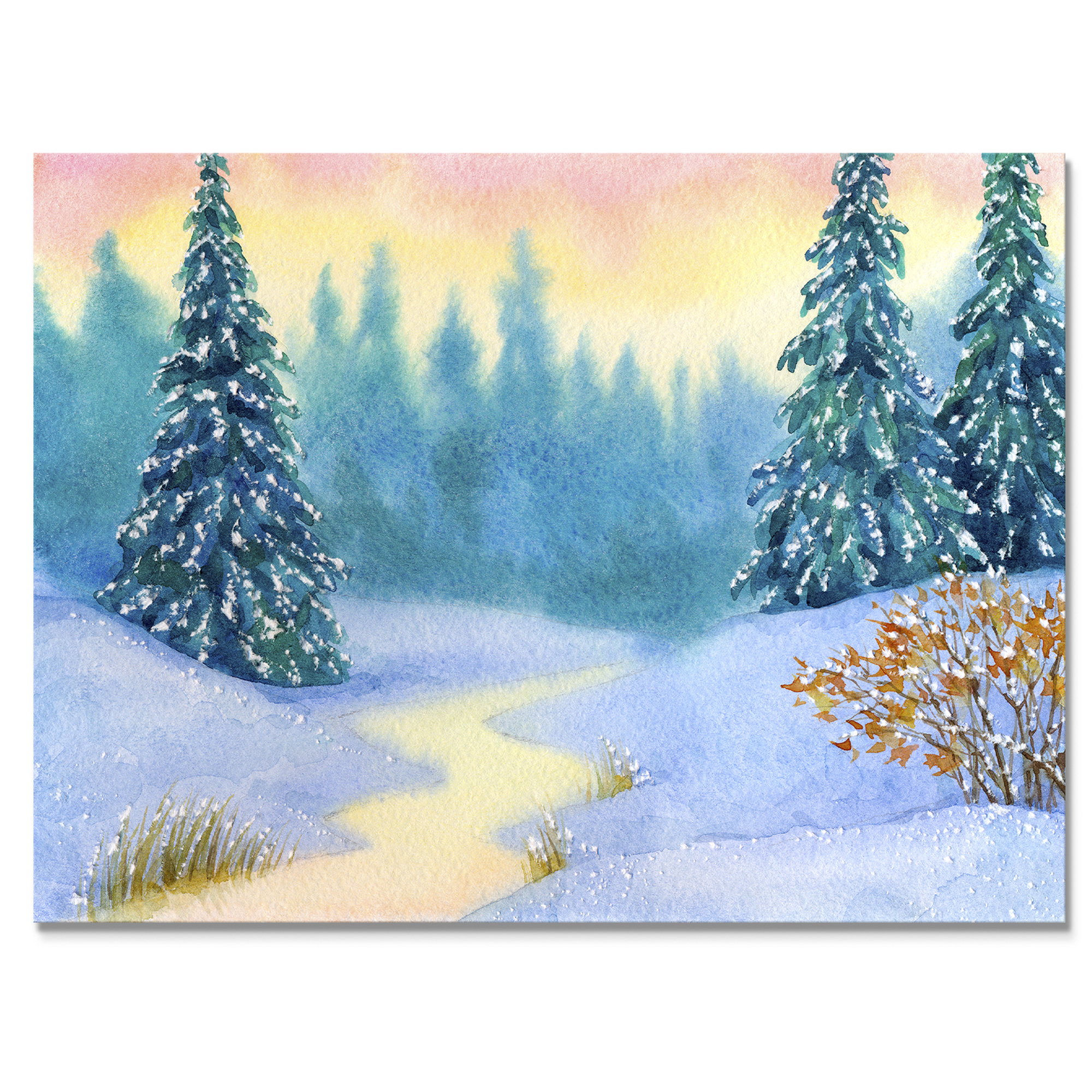 Millwood Pines River Under First Snow Winter - Picture Frame Print on ...