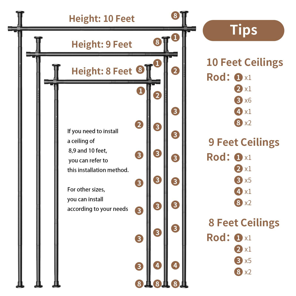 Symple Stuff Room Divider, Height And Width Adjustable No Drilling ...
