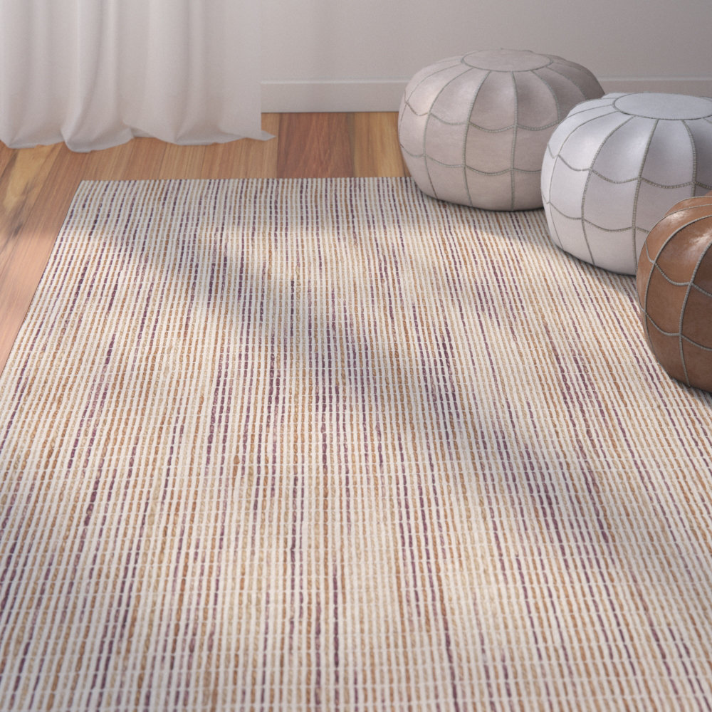 Bungalow Rose Glover Striped Hand-Knotted Wool/Cotton Ivory Area Rug ...
