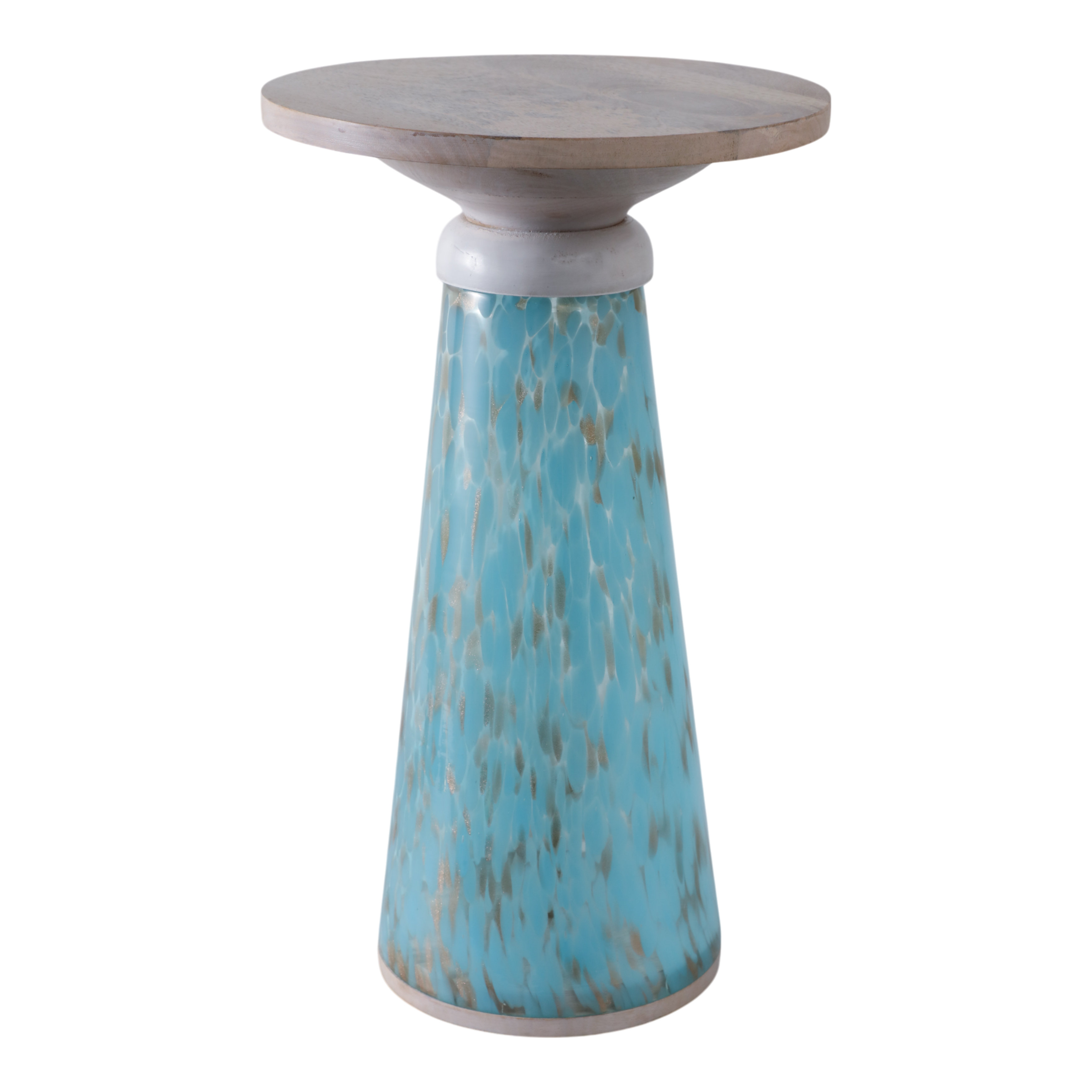 Orren Ellis Glass and Wood Accent Table with Tapered Base and Modern ...