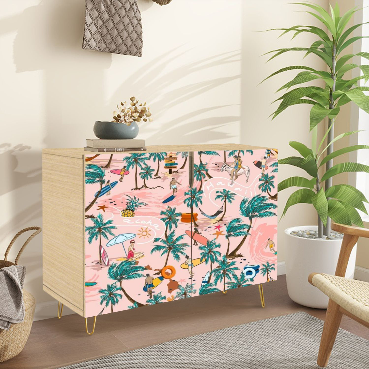 East Urban Home Sideboard Buffet Cabinet with Storage Tropical Hawaii ...