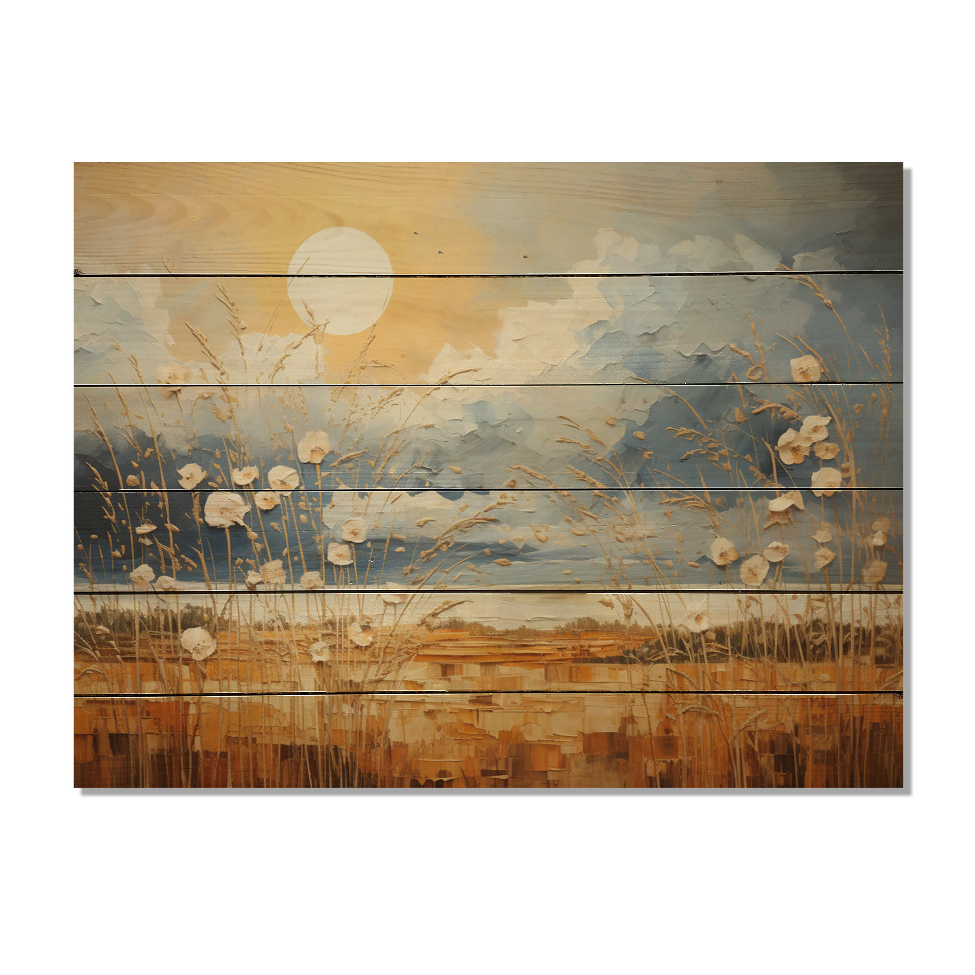 August Grove® Benjimen Clouds Prairies Collages IV On Wood Print | Wayfair