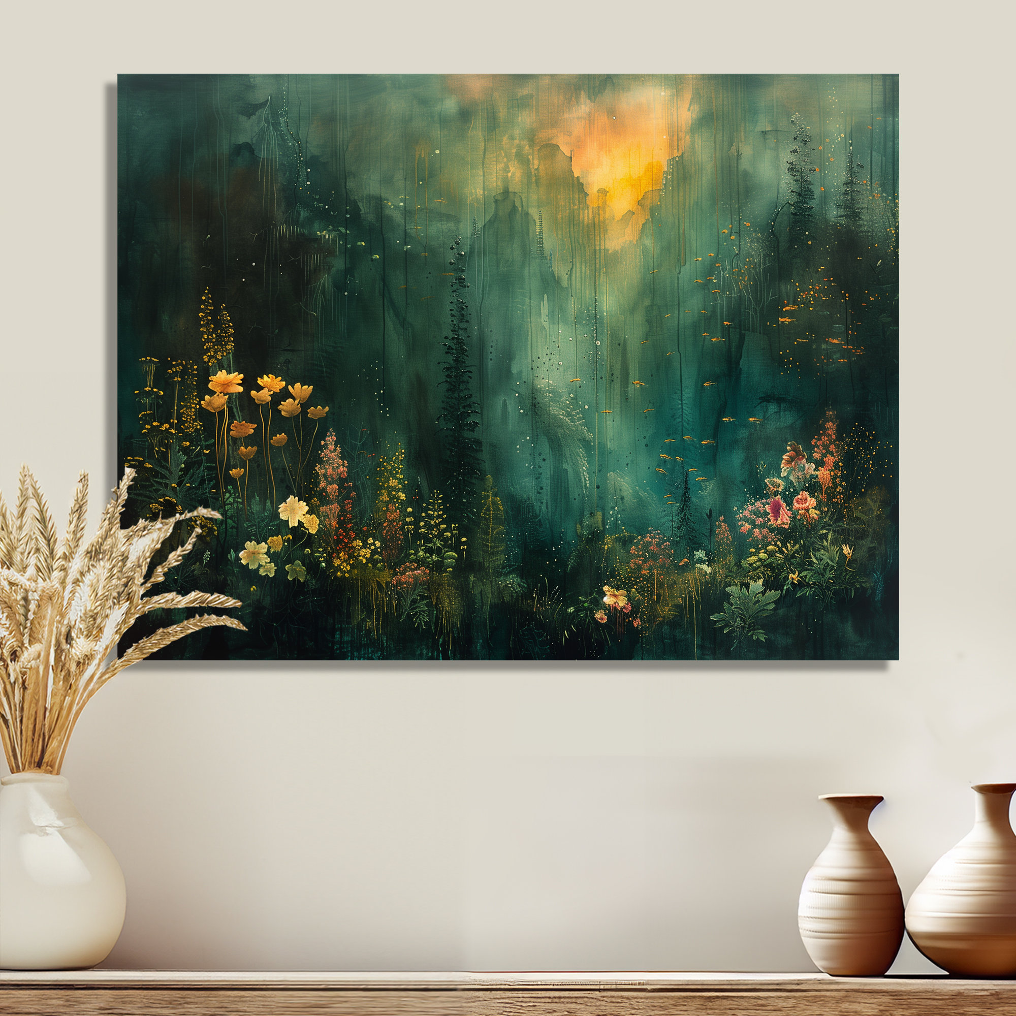 Winston Porter Green Forest Enchantment Forest - Forest Framed Prints ...