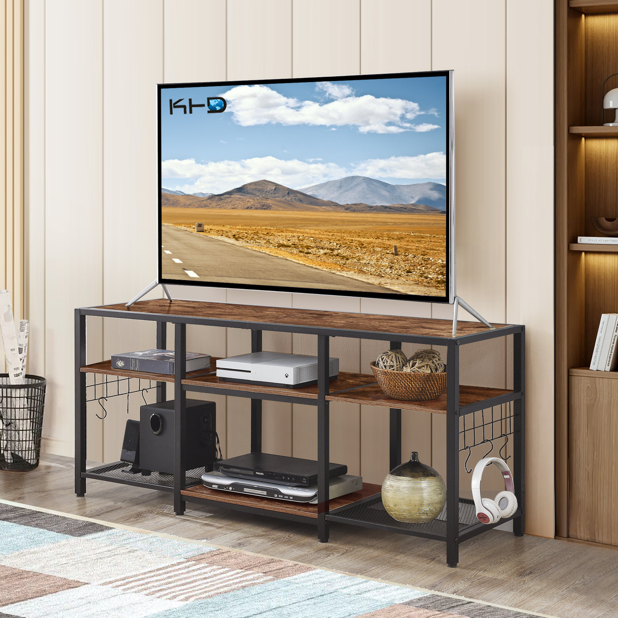 17 Stories Racavan TV Stand Entertainment Center Media Console with 3 ...