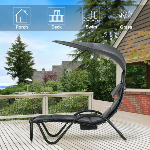 Arlmont & Co. Benkelman Outdoor Steel Chaise Lounge Chair with ...