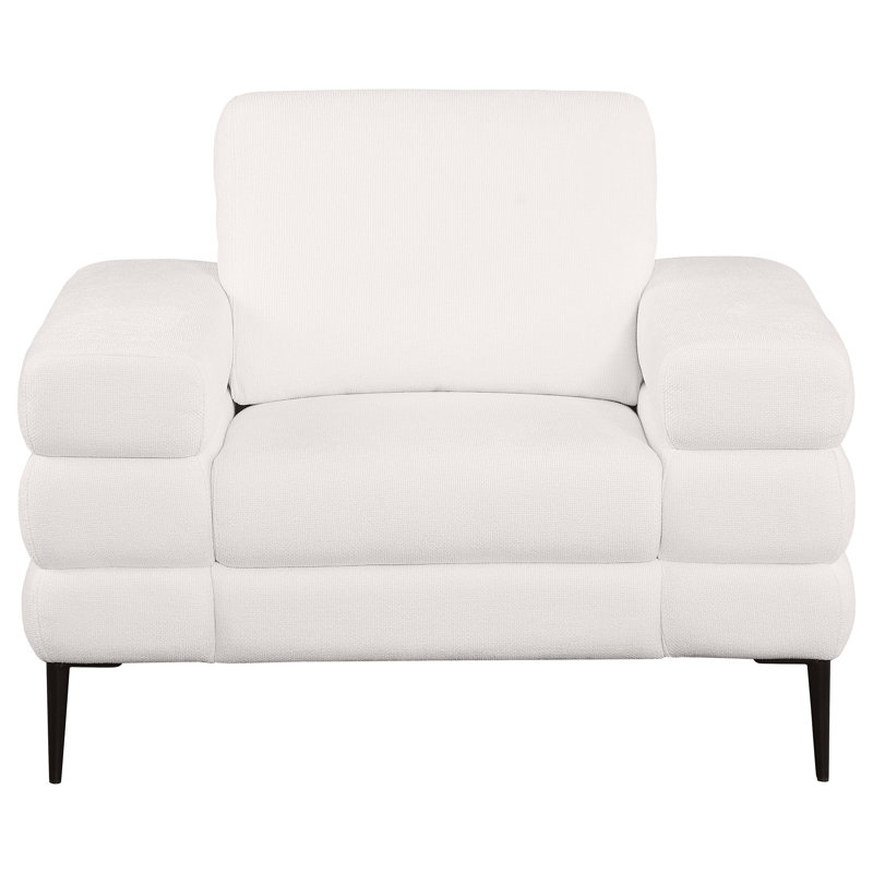 Orren Ellis Grady Chenille Upholstered Track Arm Chair Ivory | Wayfair