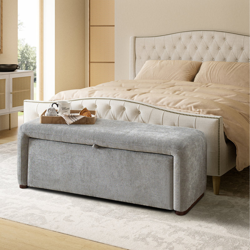 Ivy Bronx Delorise Modern 48.5”W Side-opening Storage Bench with Padded ...