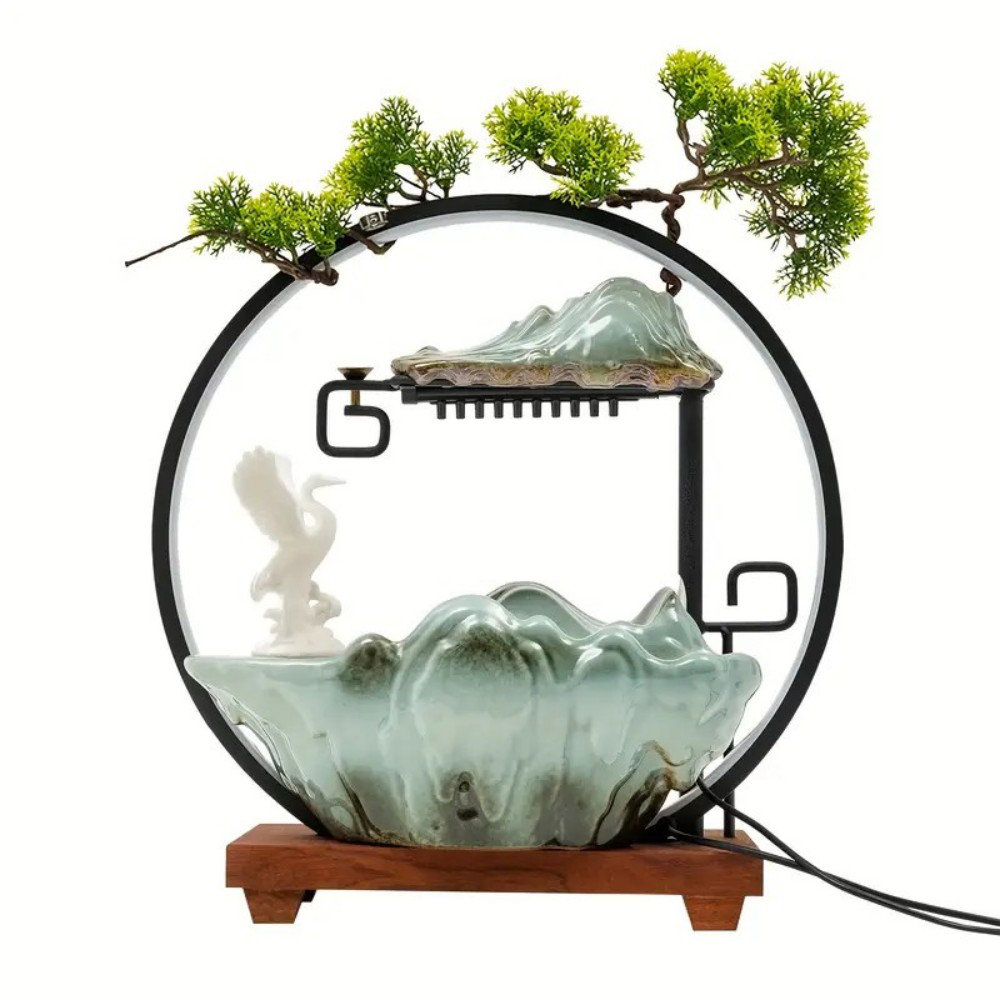 Winston Porter Crane Tabletop Fountain, Indoor Waterfall Tabletop ...