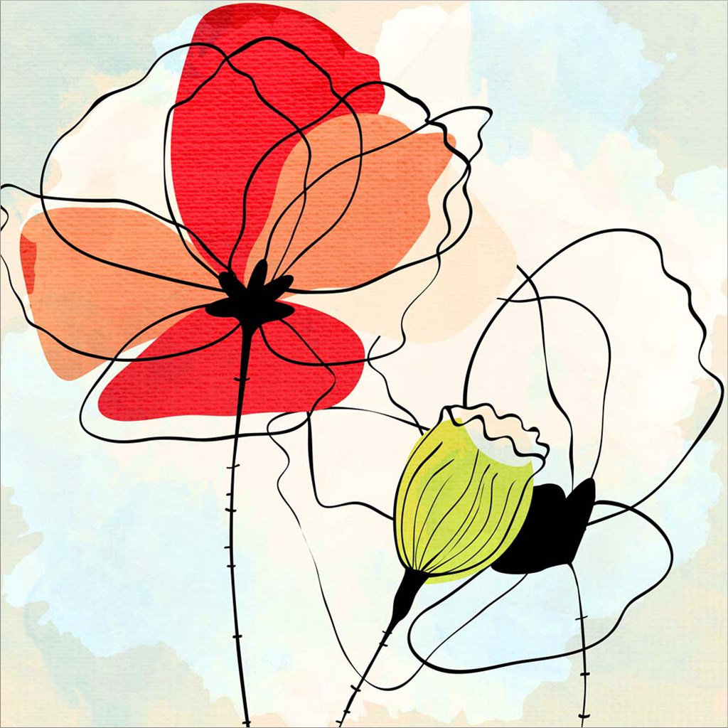 Winston Porter Poppy Square 1 by Kimberly Allen - Wrapped Canvas Print ...