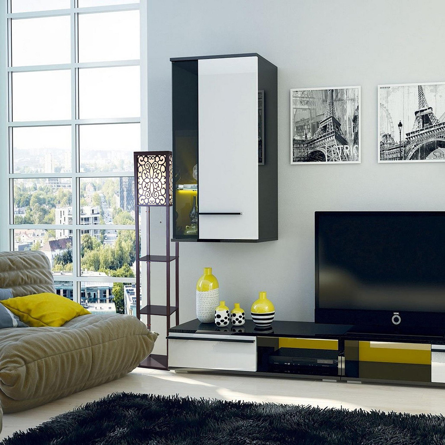 Lark Manor™ Lampe sur pied à 3 tablettes avec abat-jour fleuri ...