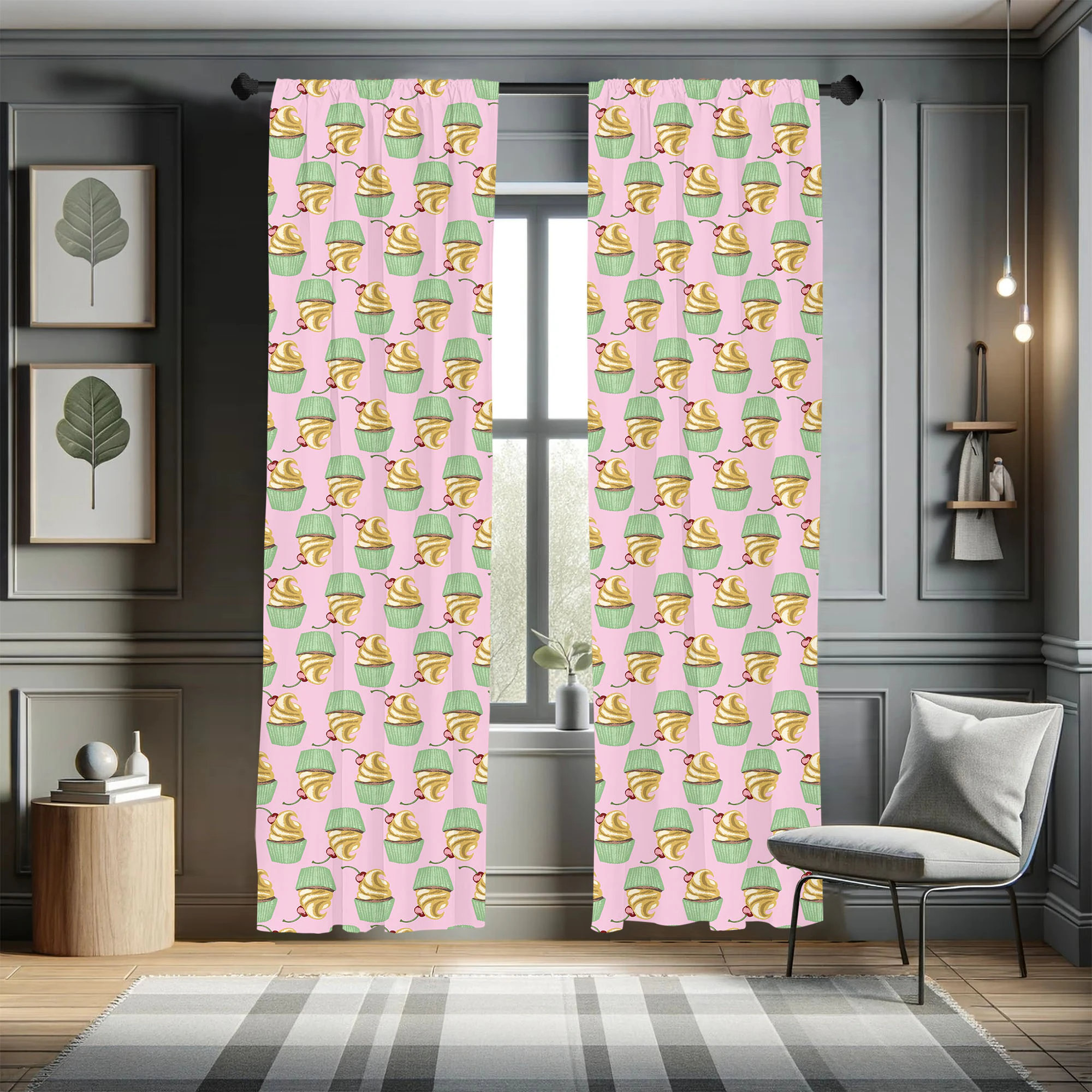 Ambesonne Cupcake Semi-Sheer Rod Pocket Sliding Panel | Wayfair
