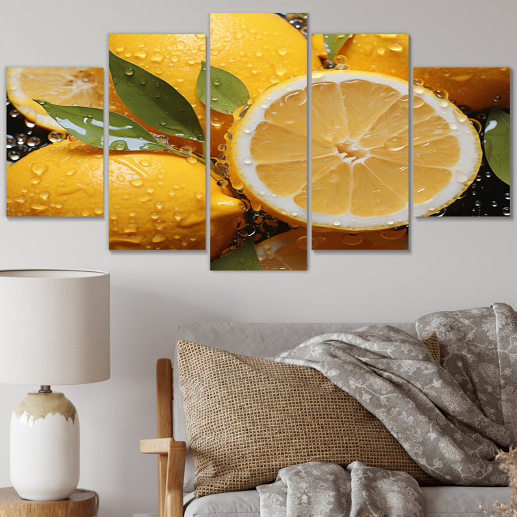 Bay Isle Home Fruit Pucker Lemon Pointillism I On Canvas 5 Pieces Print ...