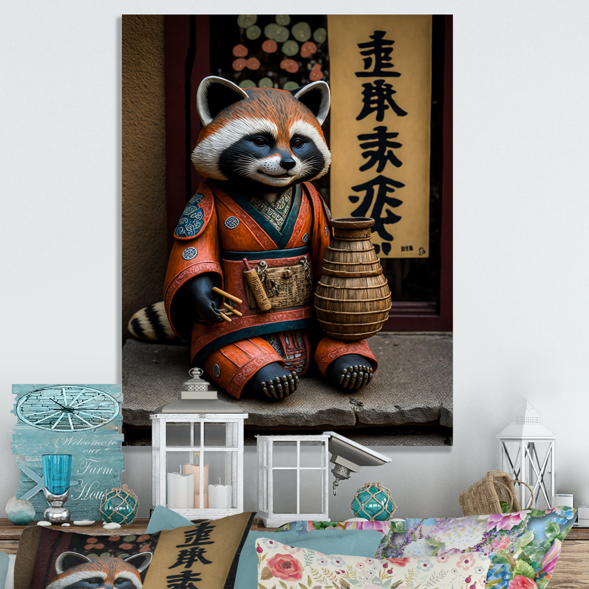 Trinx Happy Terracotta Tanuki II - Print on Canvas - Wayfair Canada