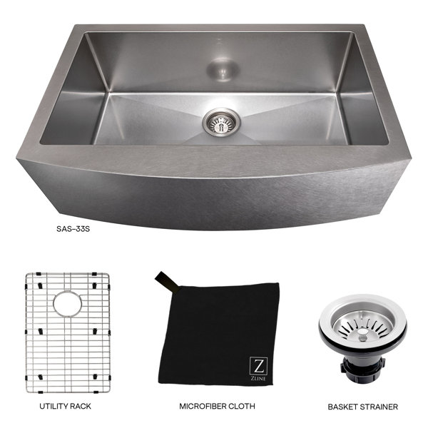 ZLINE DuraSnow® ZLINE 33" Vail Farmhouse Apron Mount Single Bowl ...