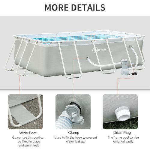 Outsunny 11ft x 7ft x 32in Steel Frame Pool with Nano Filter Pump | Wayfair