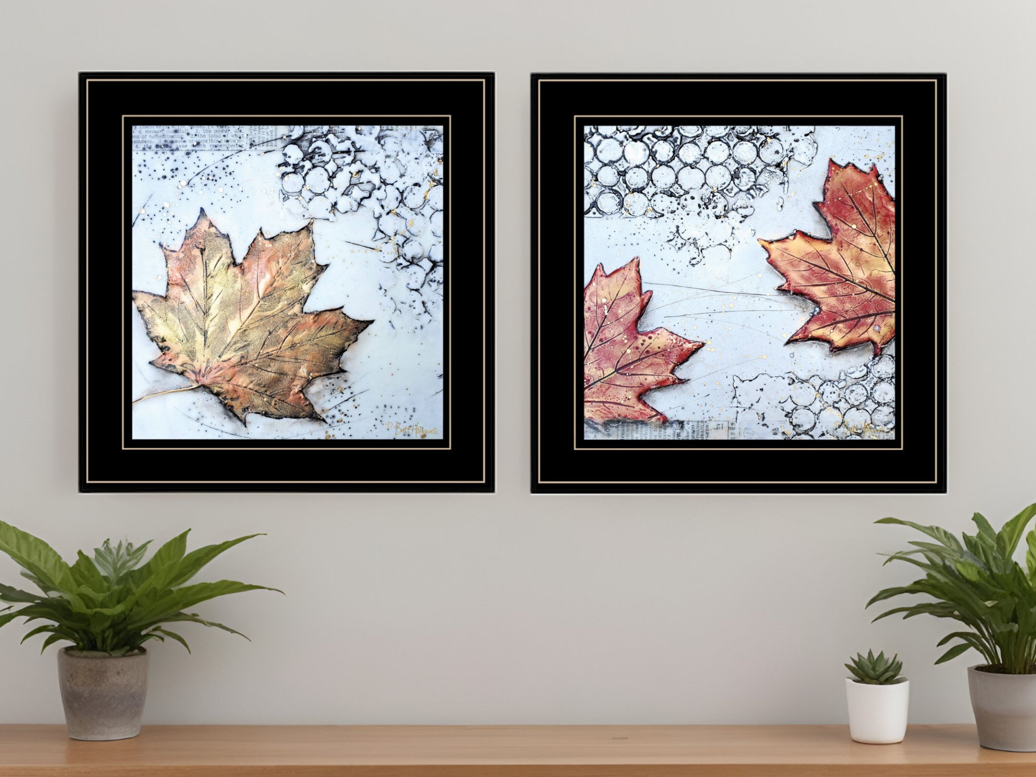 Red Barrel Studio® Set Of Two Channeling Fall Leaves Black Framed Print ...