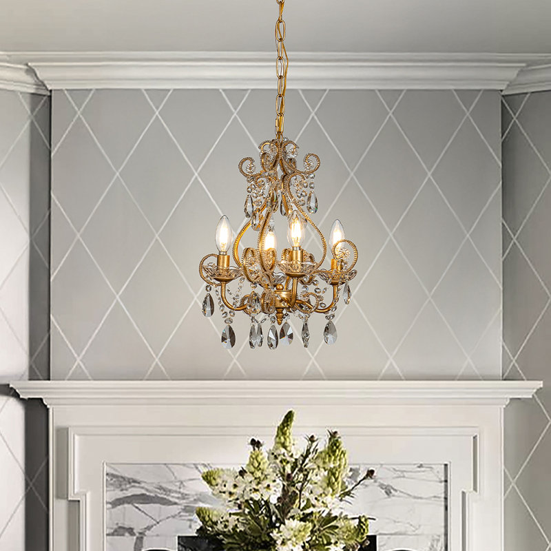 House of Hampton Markees 4-lights Antique Gold Candlestick Chandelier ...