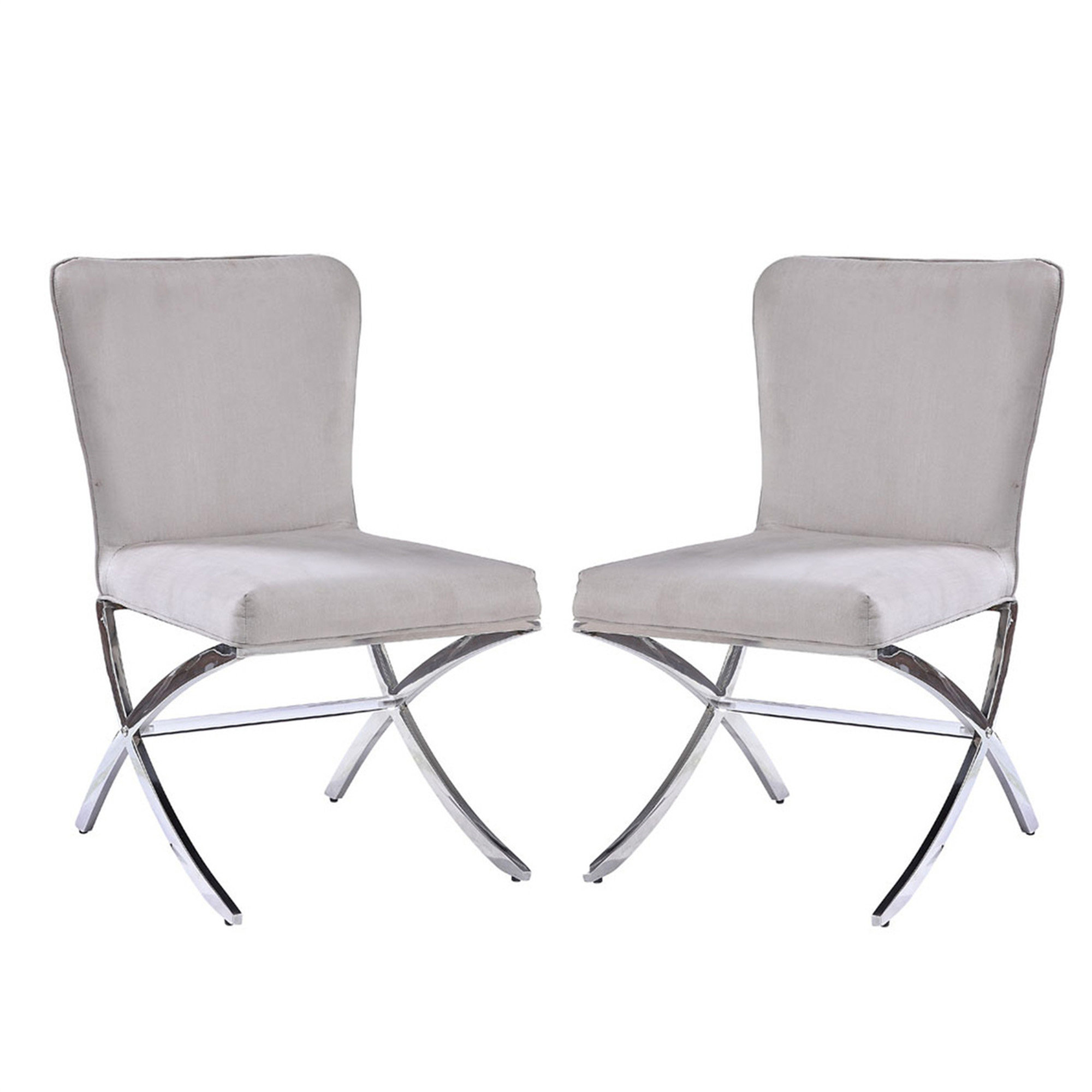 Corrigan Studio® Set Of 2 Side Chairs With Velvet Padded Seat And Back ...