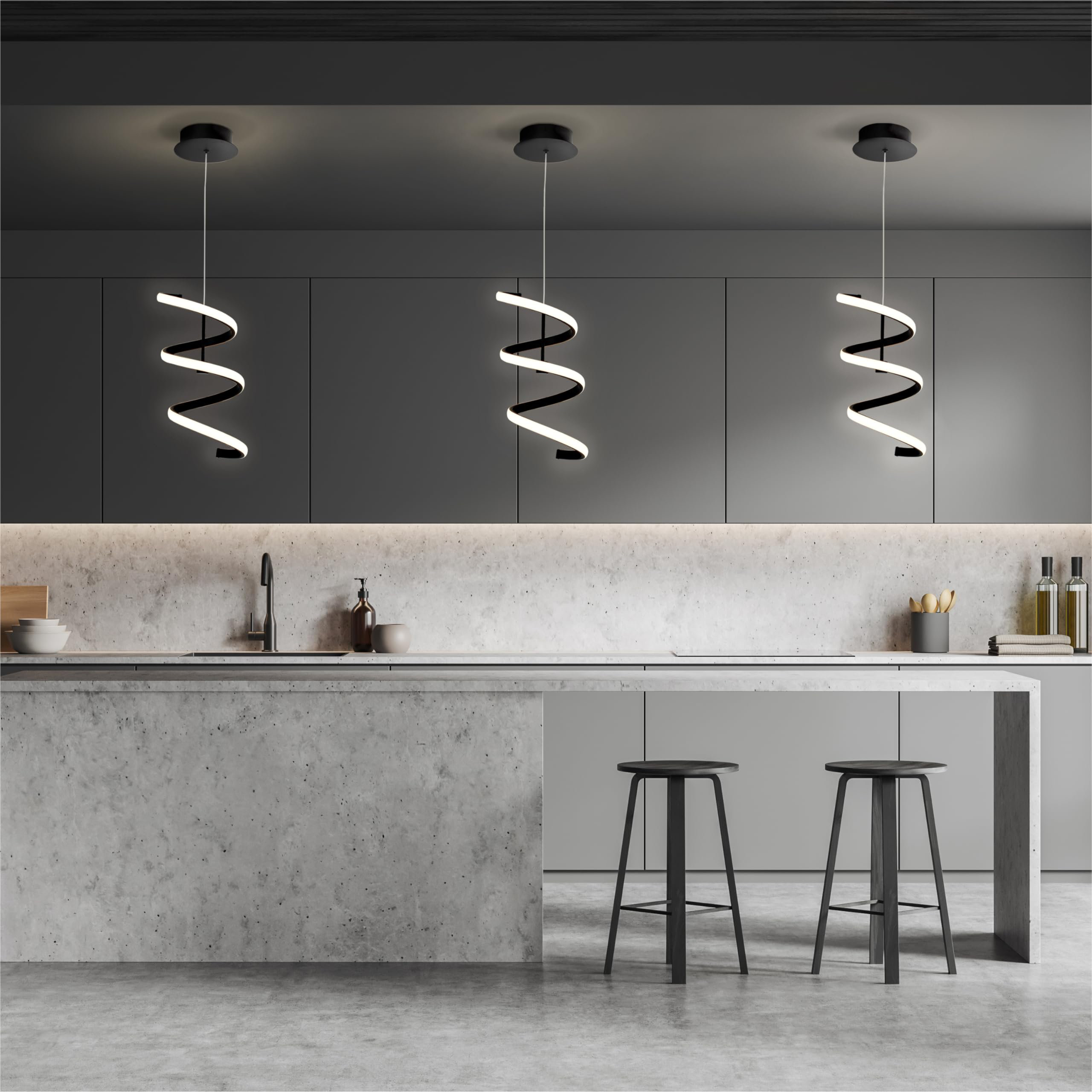 Ivy Bronx Helix LED Pendant Light, Dimmable 950 Lumens 3000K, 17W ...