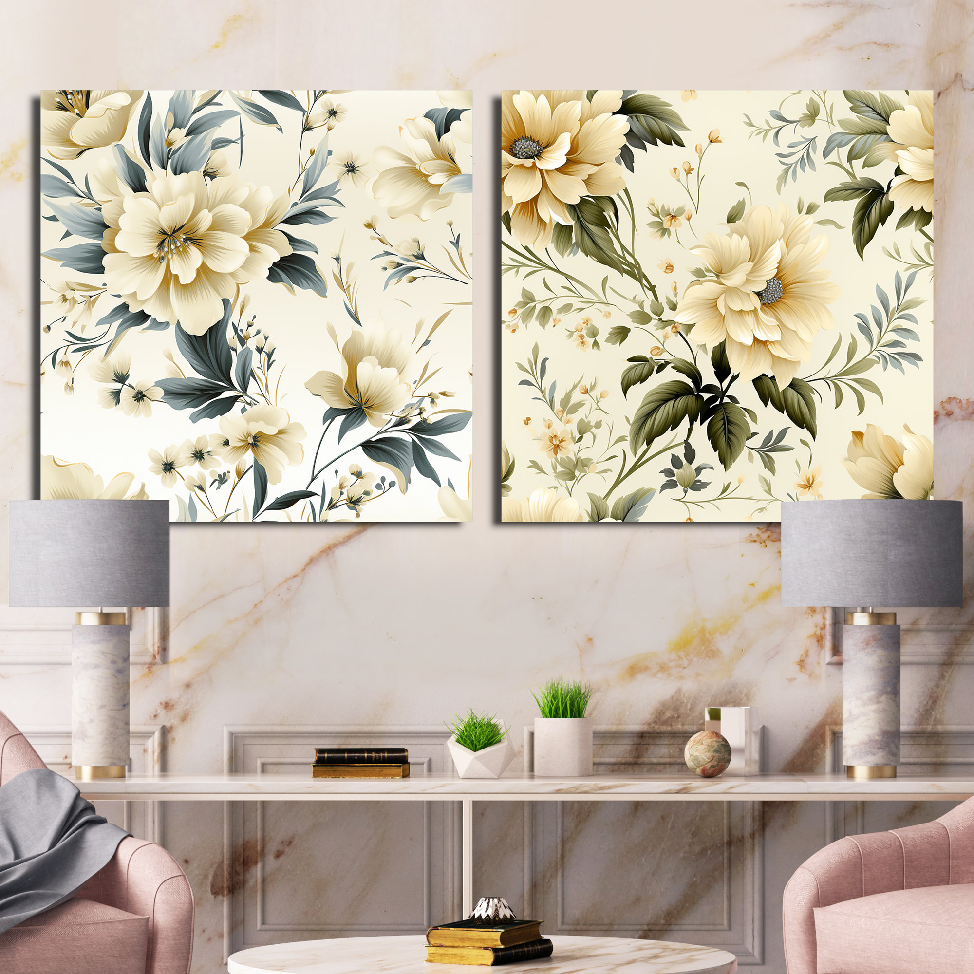 Design Art Minimalist Simplicity Victorian Pattern I - Floral Square ...