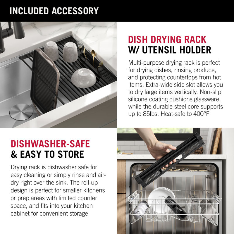 Delta Rivet™ 30" L Workstation Kitchen Sink Undermount 16 Gauge ...