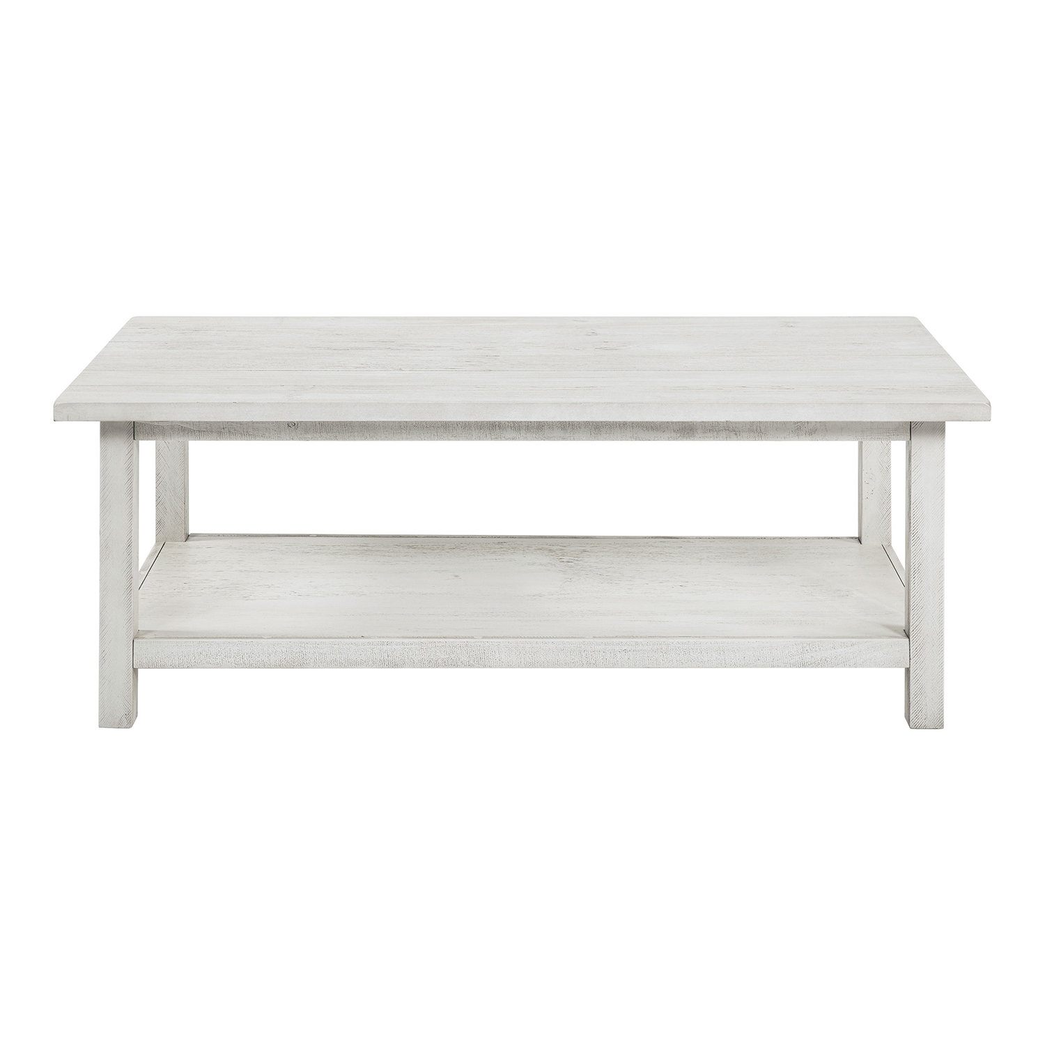 Ophelia & Co. Wooden Coffee Table With Open Bottom Shelf In Distressed ...