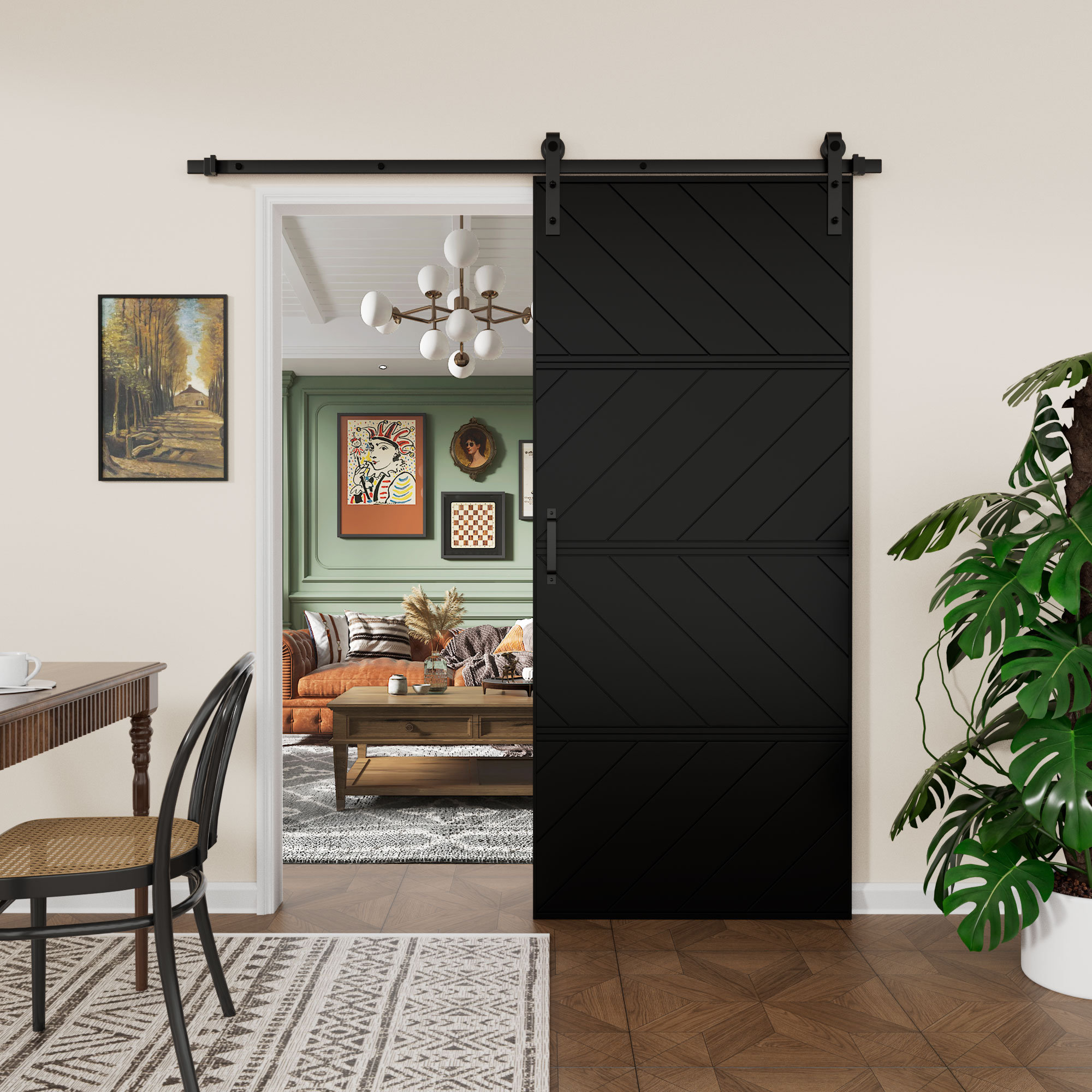 Win Stellar Modern Paneled Manufacture Wood Sliding Barn Door Wave ...