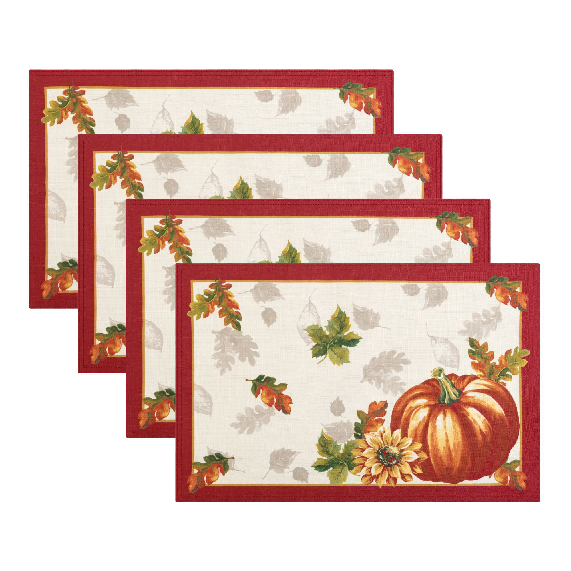 August Grove® Alberta Bordered Fall/Thanksgiving 4 Piece Placemat Set ...