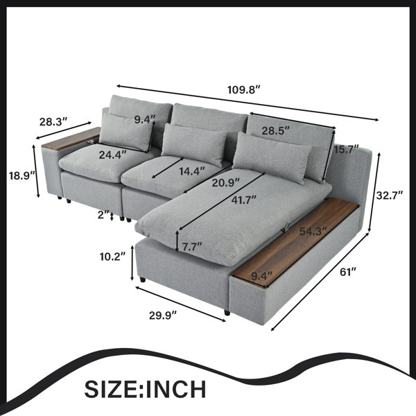 Staykiwi L-shaped Modular Sectional Sofa with Removable Back Cushions ...