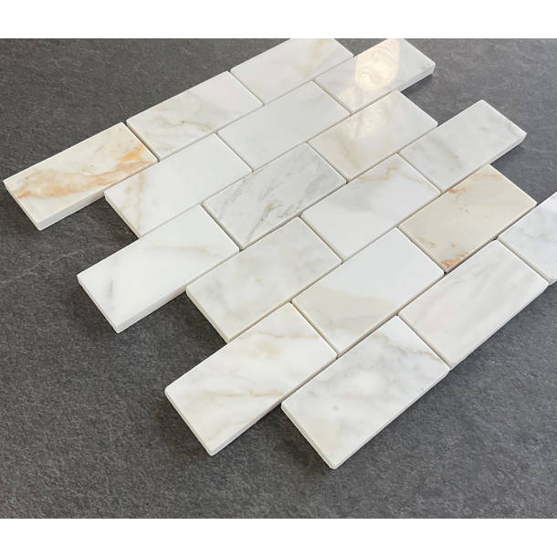 Tile & Mosaic Depot 2" x 4" Marble Brick Joint Mosaic Wall & Floor Tile ...