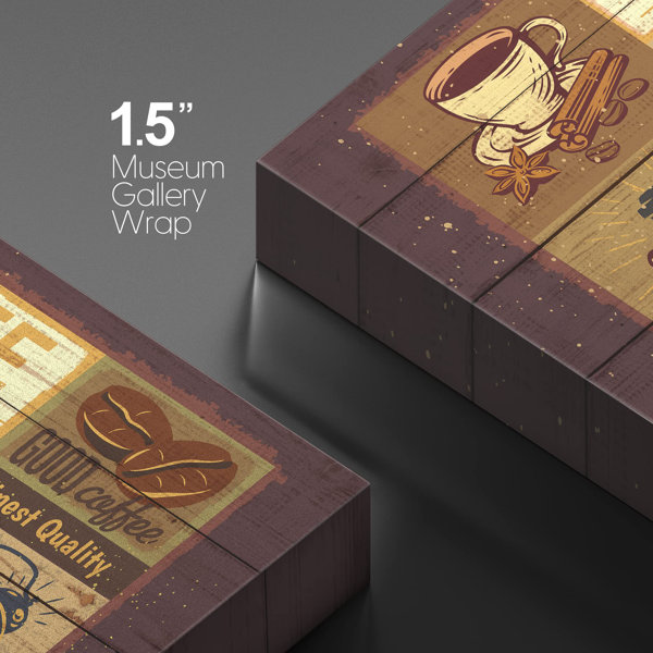 IDEA4WALL Wood Effect Panel Coffee Cinnamon Latte Collage Food ...