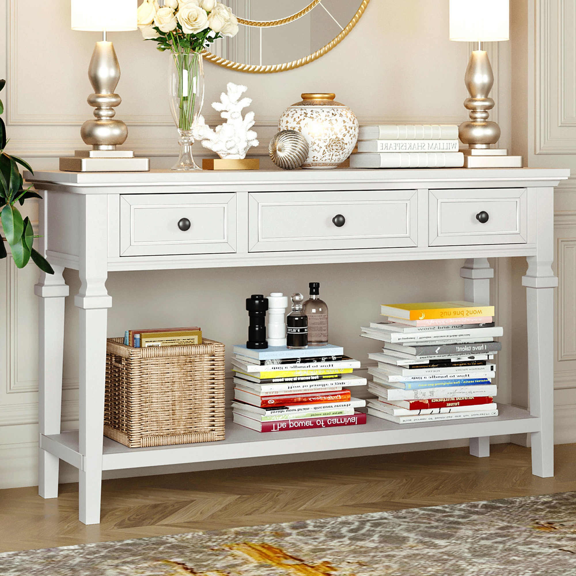 Canora Grey TREXM Classic Retro Console Table – Elegant Design with 3 ...