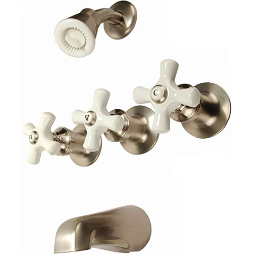 Avalon Bathroom Shower 3 Cross Handle Satin Nickel Heavy Duty | Wayfair
