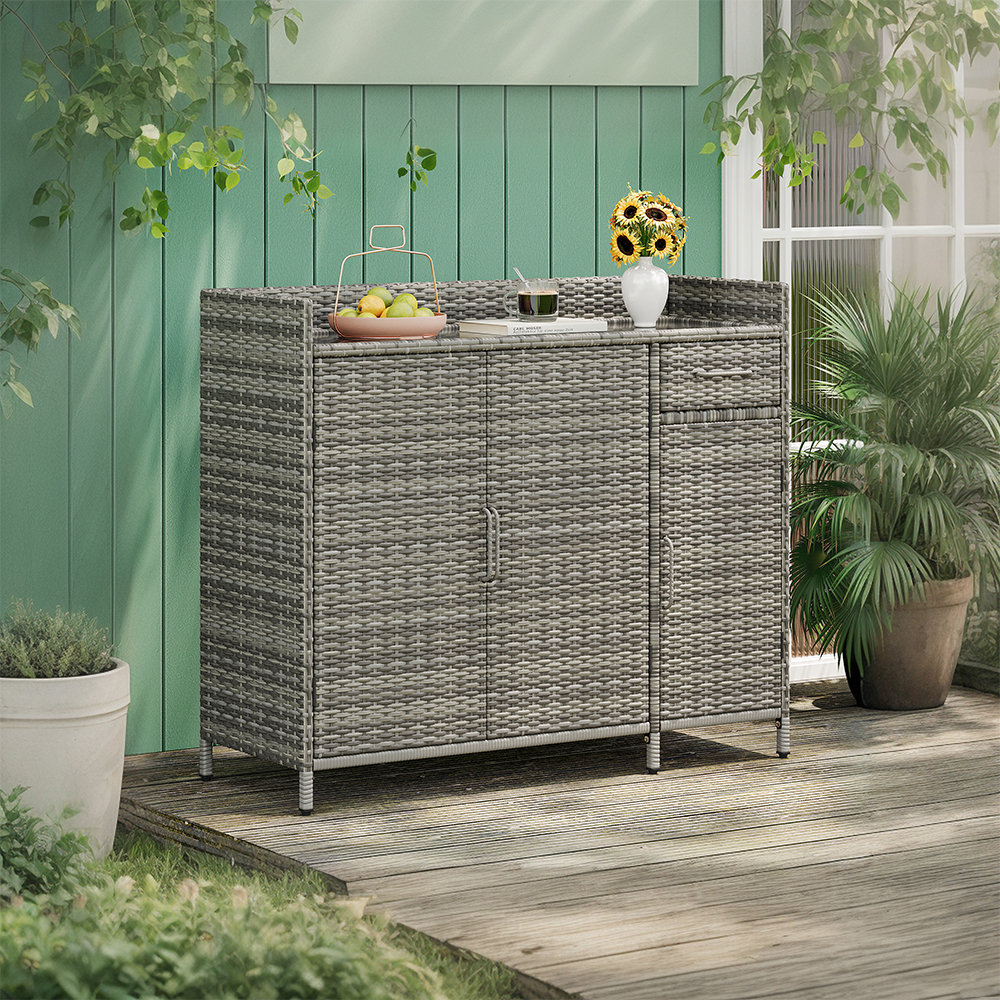 Latitude Run® 47.5 "W All Weather Rattan Outdoor Storage Cabinet With ...
