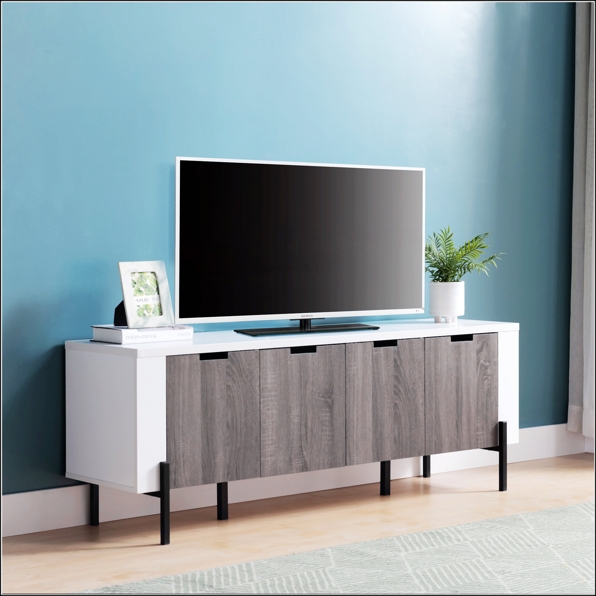 Latitude Run® 60" Two- Toned TV Stand With Four Cabinet Doors | Wayfair