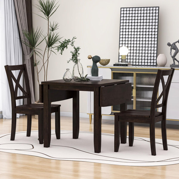 Gracie Oaks Rainar 3 - Piece Extendable Dining Set with Drop Leaf, 2 ...