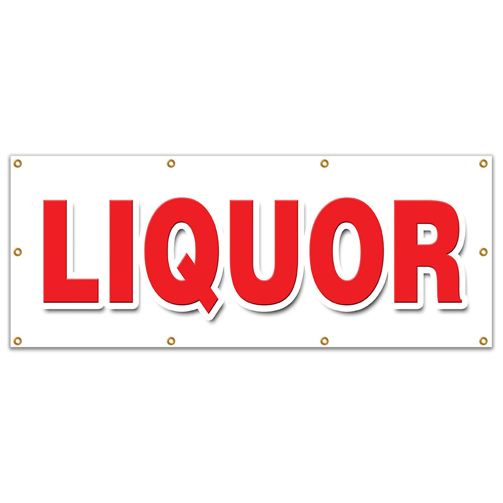 SignMission LIQUOR BANNER SIGN Wine Cold Beer Ice Discount Top Shelf ...