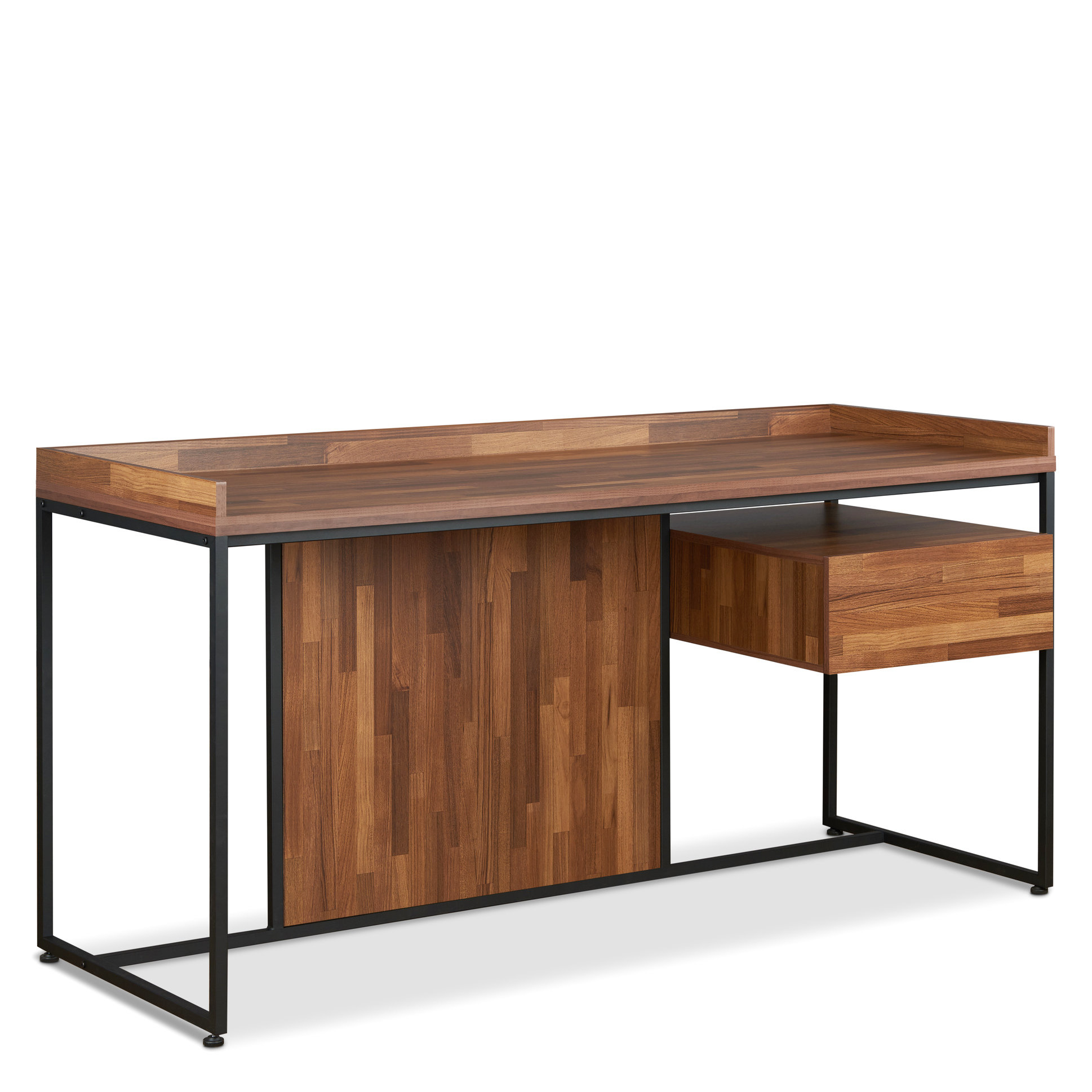 Latitude Run® Rectangular Desk With Walnut & Sandy Black Finish - 1 ...
