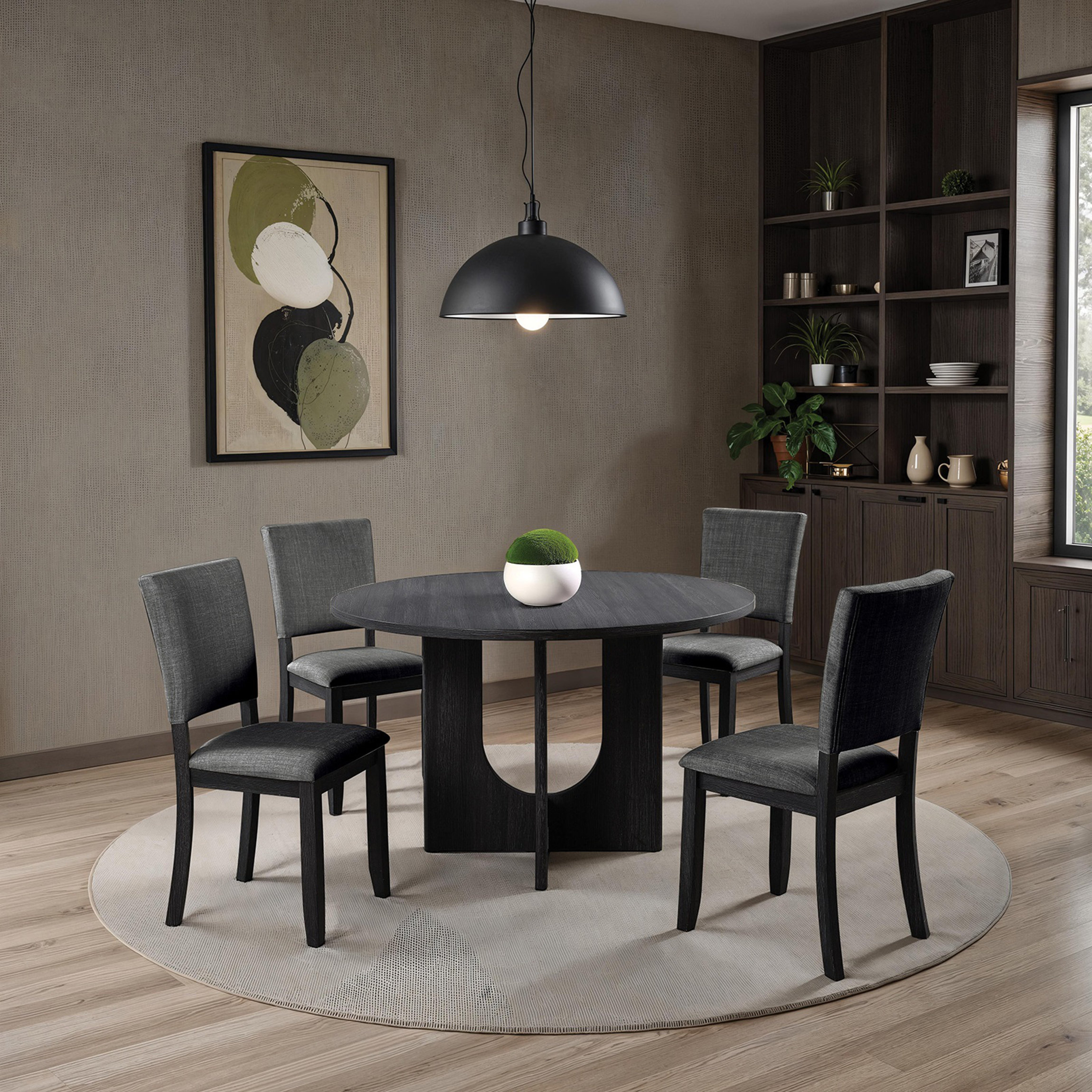 Hokku Designs Contemporary 5-Piece Kitchen Dinette Set: Dark Grey ...