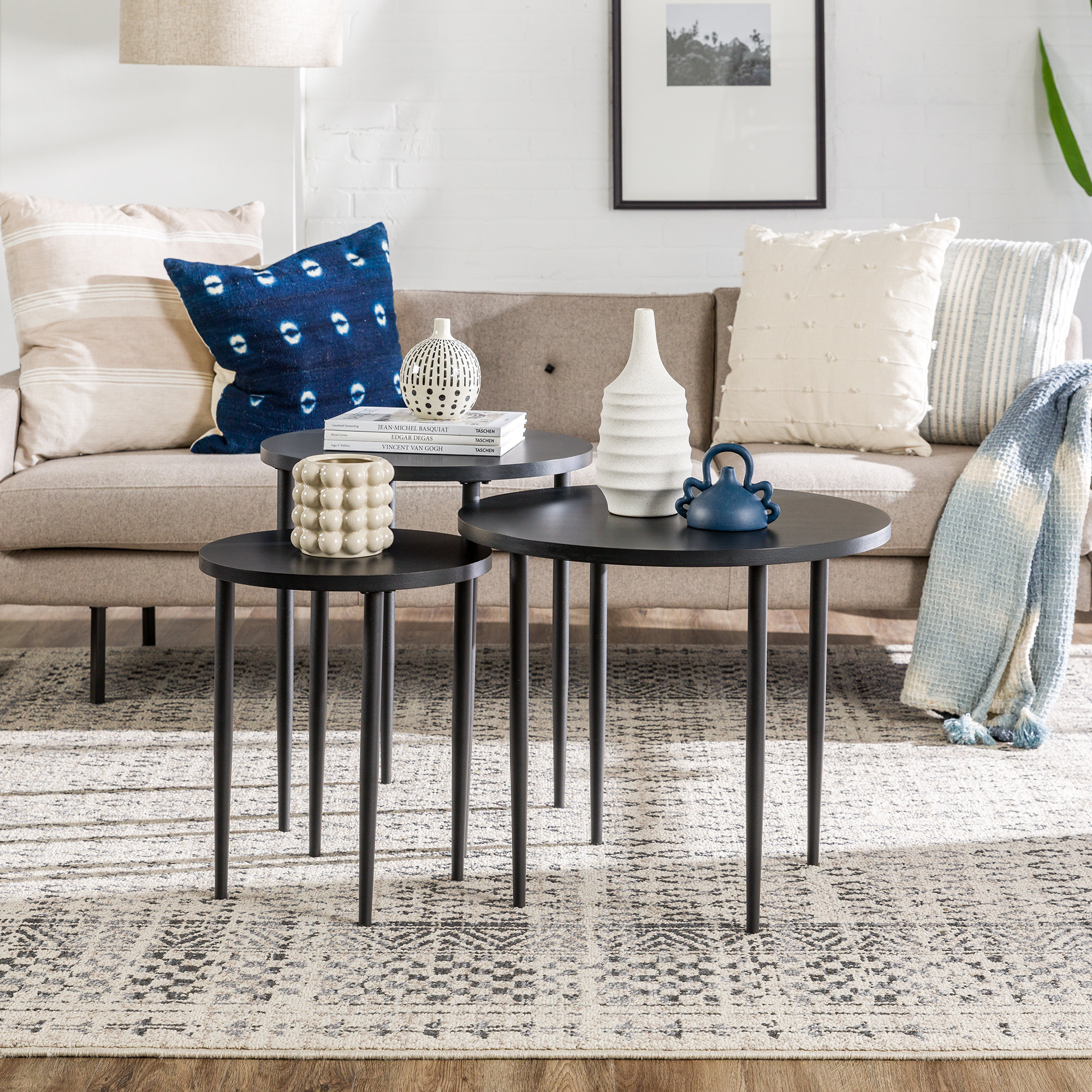 George Oliver Hadriel Minimalist 3-Piece Nesting Round Coffee Table Set ...