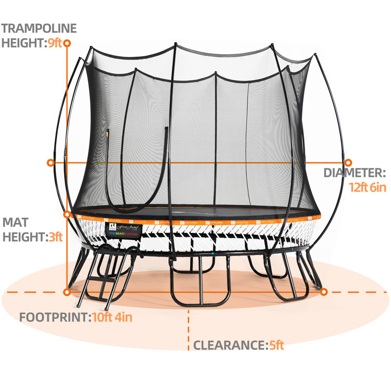Free Jump Trampoline 10FT Round Trampoline with Safety Enclosure ...
