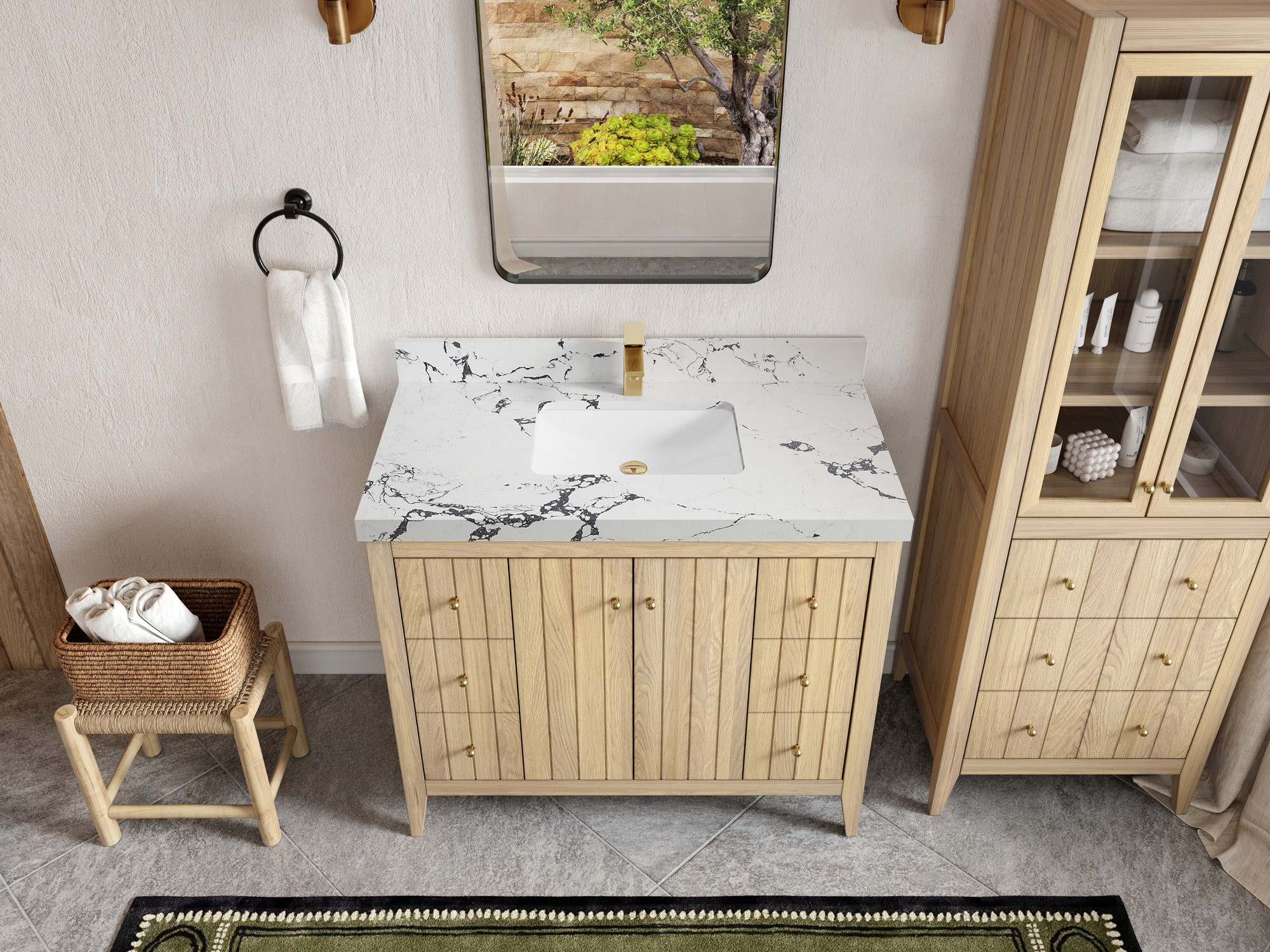 Willow Collections Atlanta White Oak Wood 42 In. W X 22 In. D Single ...