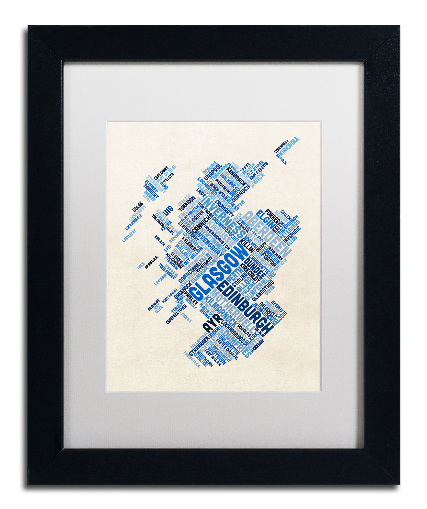 Trademark Fine Art 'Scotland Text Map 3' Framed Graphic Art | Wayfair