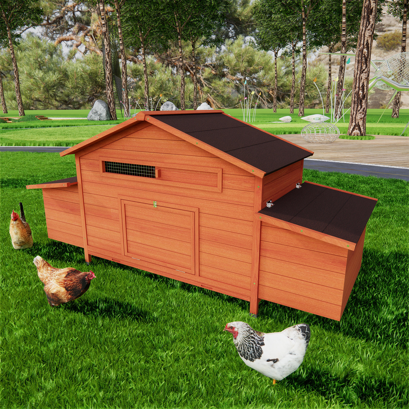 Tucker Murphy Pet™ Large Wooden Chicken Coop Outdoor Hen House Poultry ...