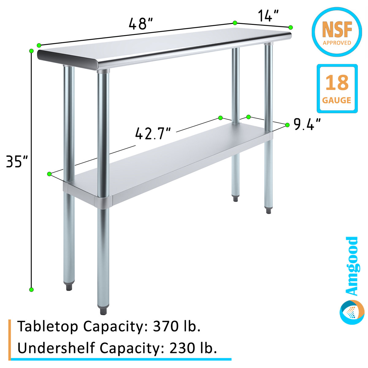 Amgood Stainless Steel Top Workbench & Reviews | Wayfair