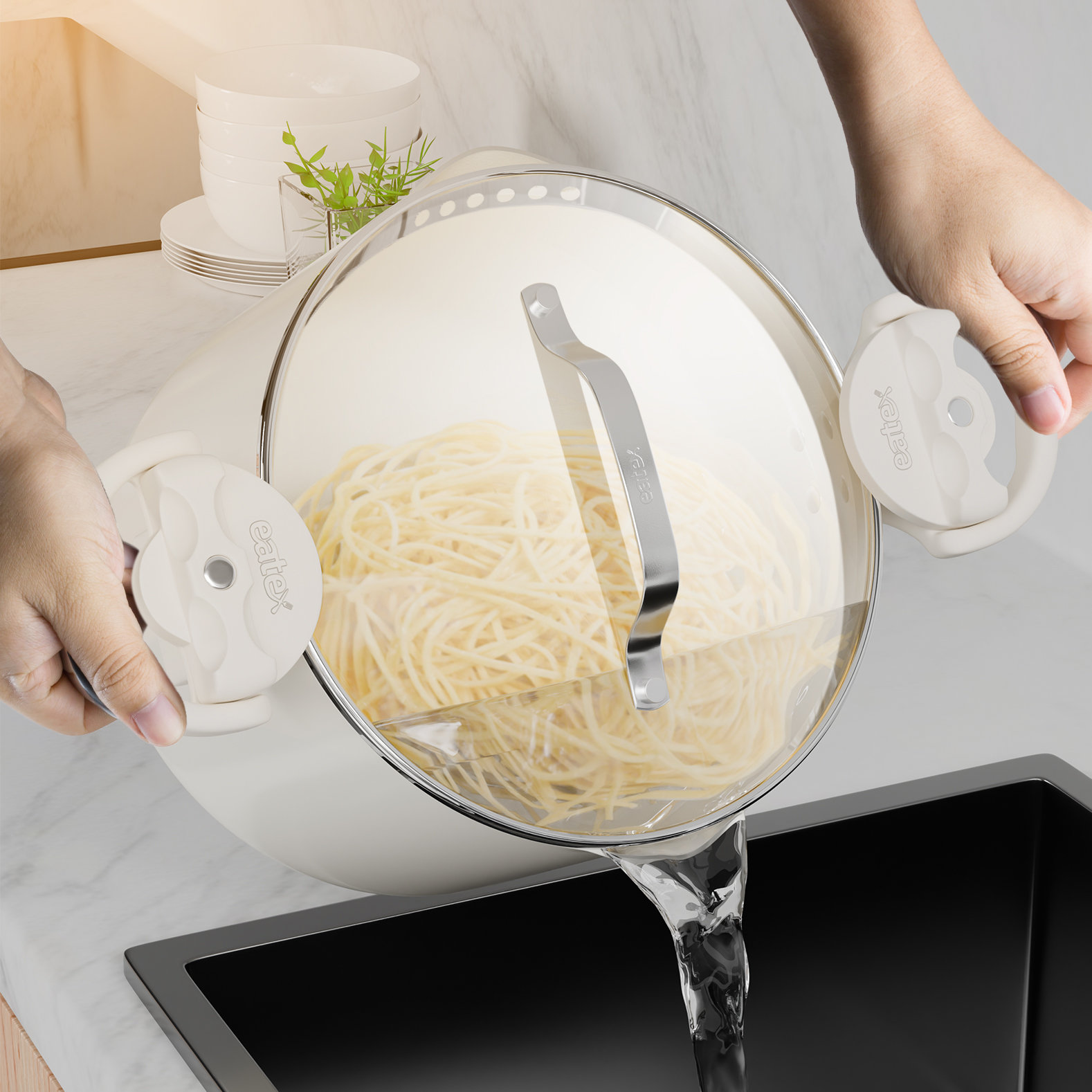 Joytable Multipurpose Stock Pasta Pot with Strainer Lid and Twist ...