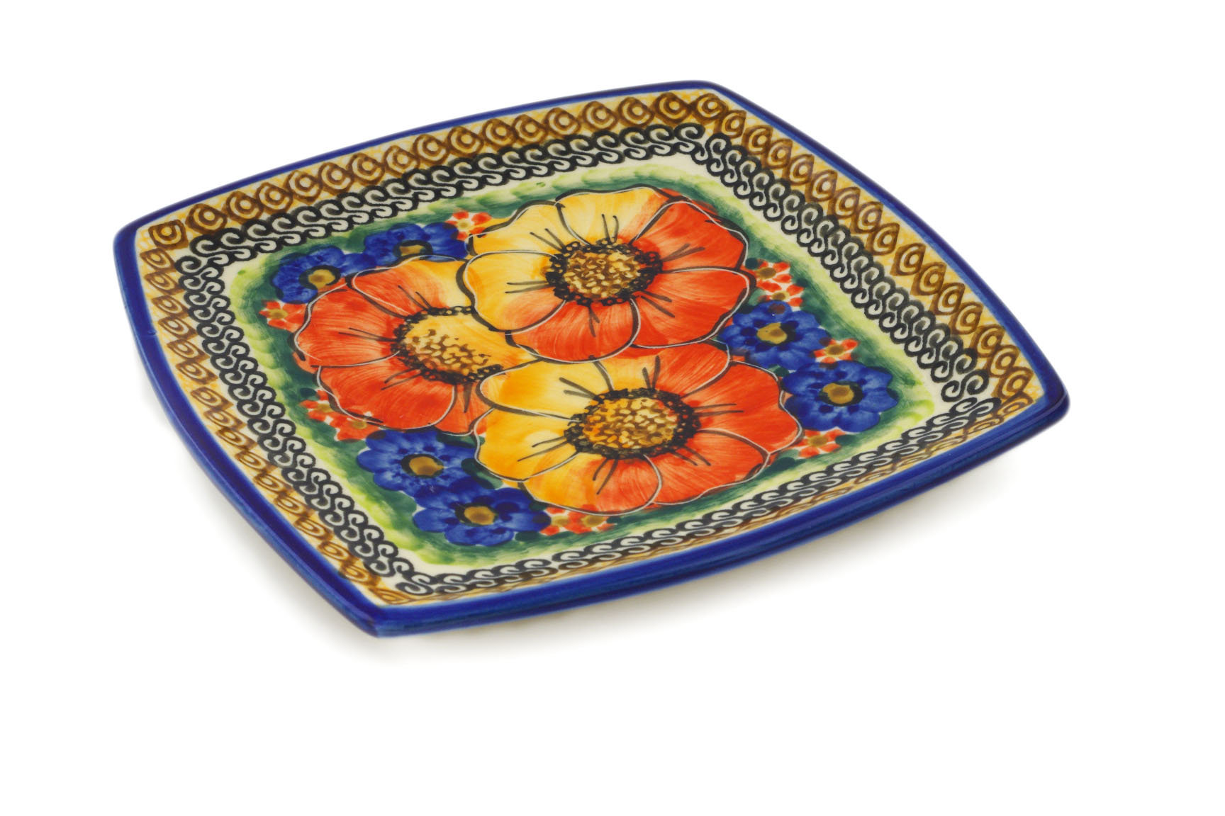 Polmedia Polish Pottery Square Plate 6-Inch Made By Ceramika Bona ...